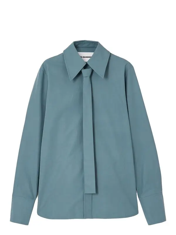 JIL SANDER Cotton-poplin Tie Shirt - Green