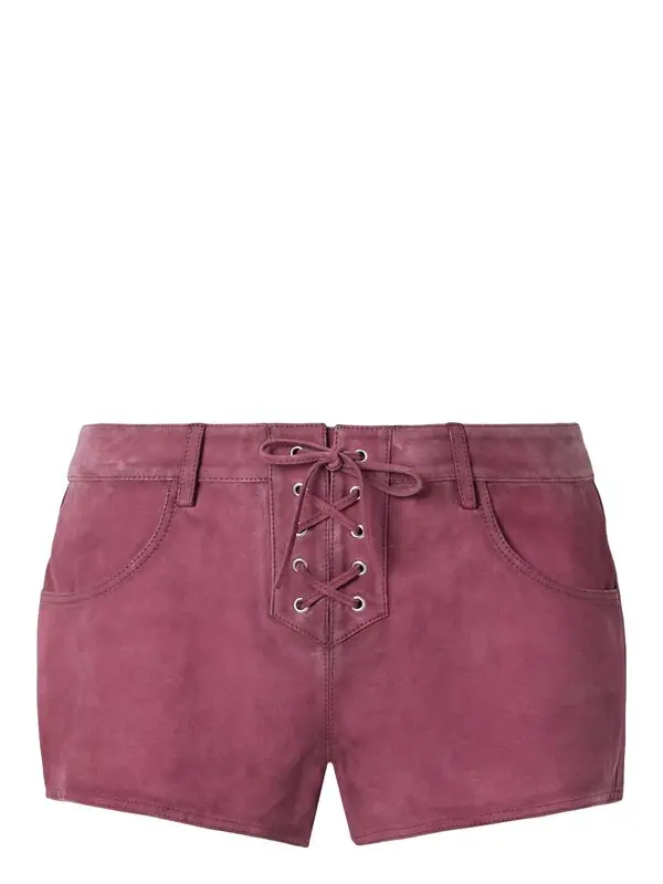 Isabel Marant Vanel Lace-up Suede Shorts - Purple