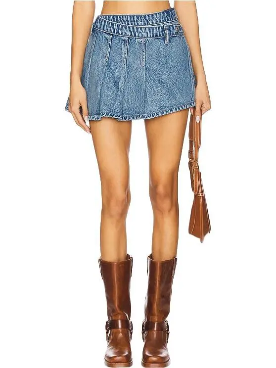 Free People X We The Free Stephie Denim Skort - Bella Blue