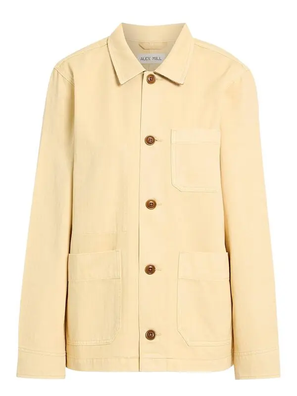 ALEX MILL Britt Herringbone Cotton Jacket - Pastel Yellow