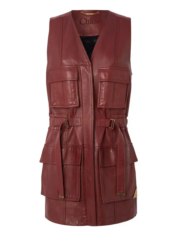 Chloé Buckled Leather Vest - Brown
