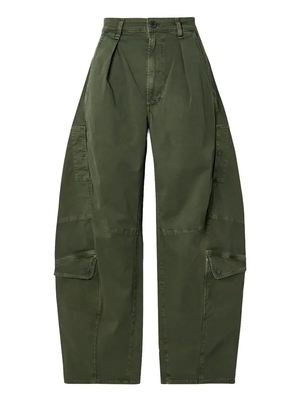 Citizens Of Humanity Flight Pleated Organic Cotton-blend Twill Barrel-leg Cargo Pants - Green