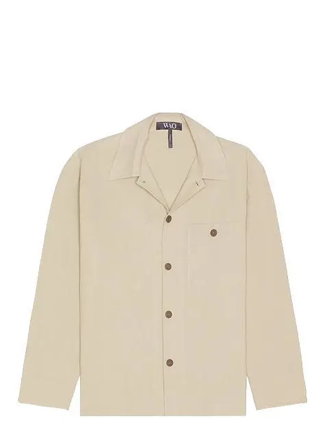 WAO The Linen Shirt Jacket In Cream - Light Beige