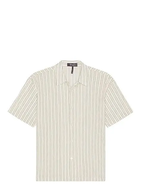 WAO Relaxed Stripe Short Sleeve Shirt In Cream - Off White