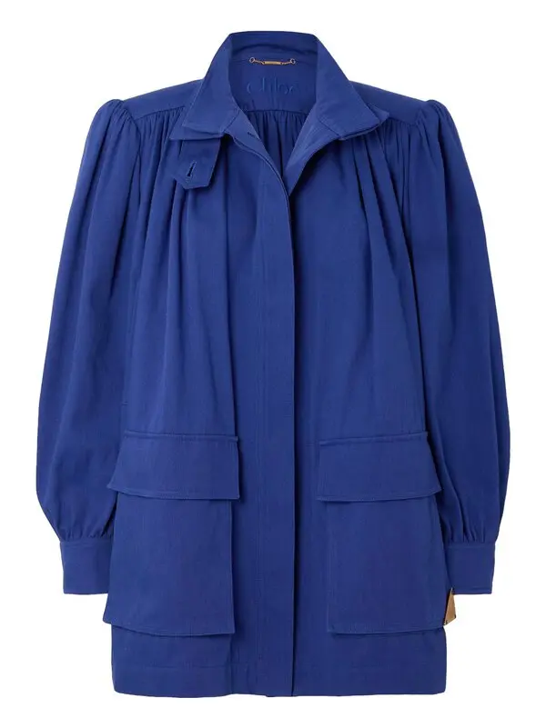 Chloé Gathered Cotton-canvas Jacket - Blue