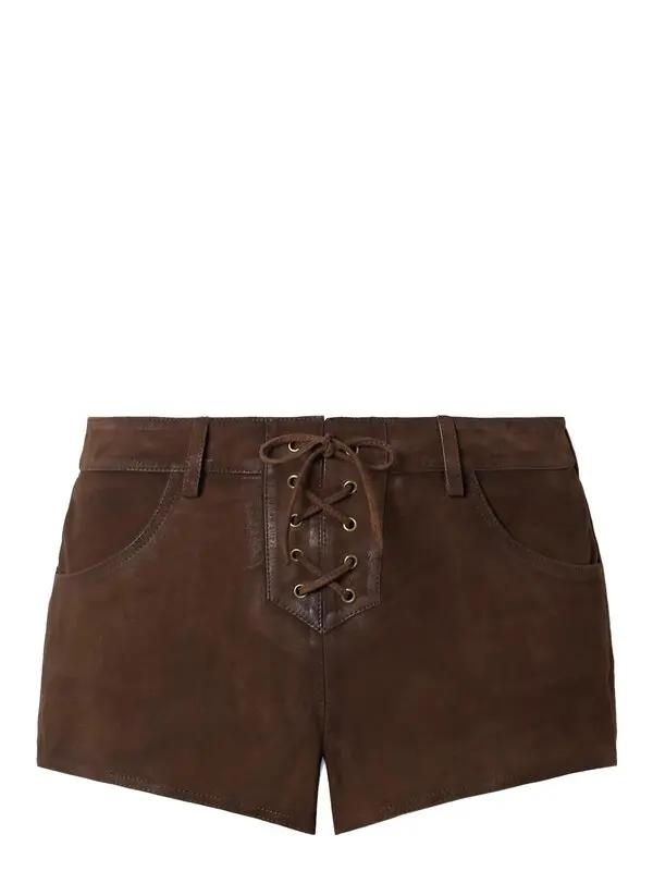 Isabel Marant Vanel Lace-up Suede Shorts - Brown