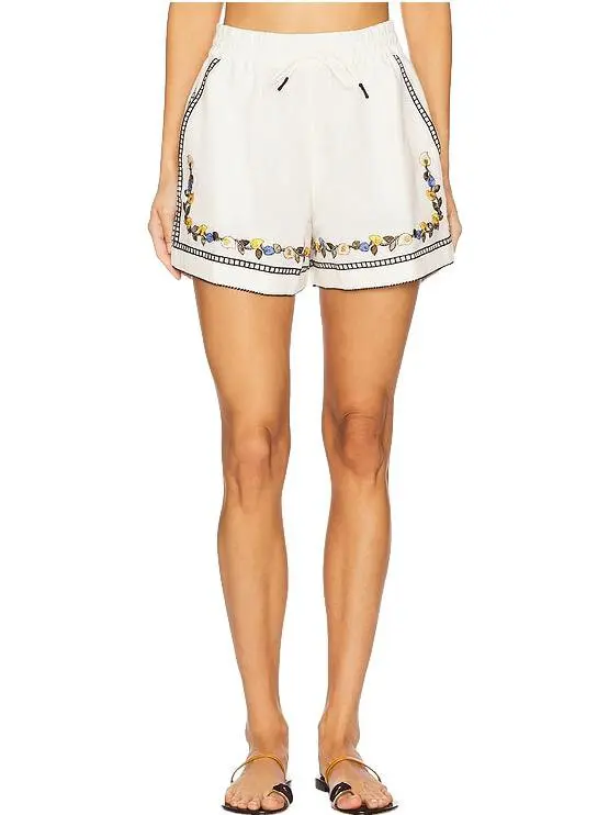 SCARLETT POPPIES Friend Embroidered Shorts - Vanilla