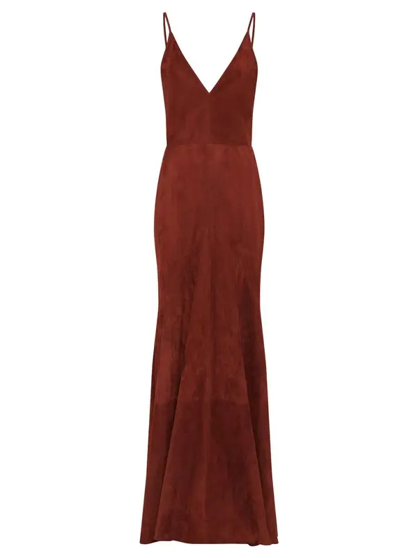 Gabriela Hearst Brigita Suede Maxi Dress - Brown