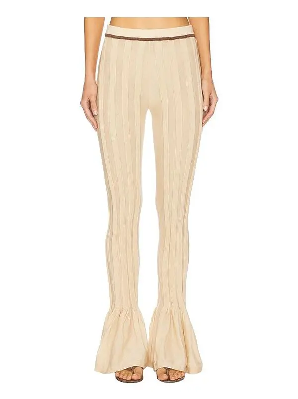 ISA BOULDER Pleated Flare Pants - Beige