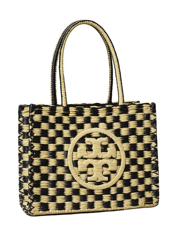 Tory Burch Small Ella Hand-crocheted Checkered Tote - Black/natural