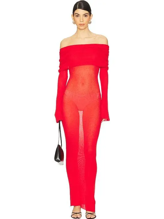 LOVERS AND FRIENDS Peregrine Off The Shoulder Maxi Dress - Red