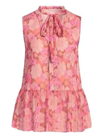 LIU •JO Floral Print Georgette Bow Blouse - Pink