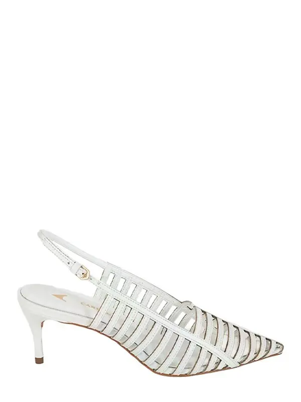 ANDREA CARRANO 40mm Leather Slingback Pumps - White
