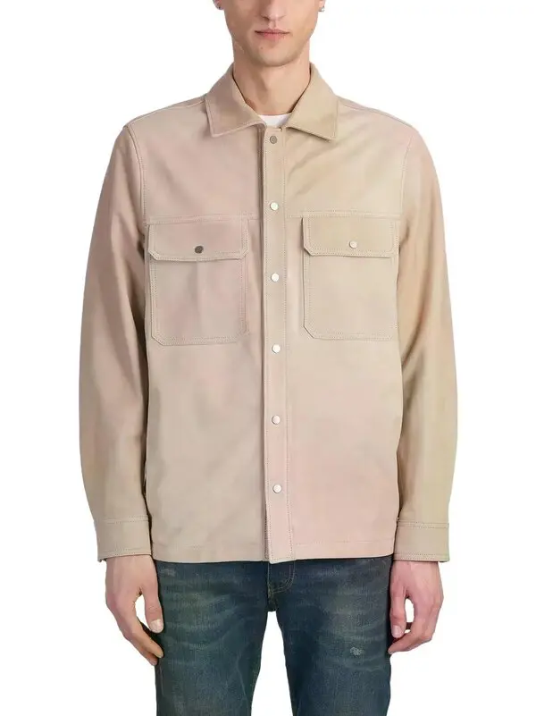 SALVATORE SANTORO Leather Shirt Jacket - Neutrals