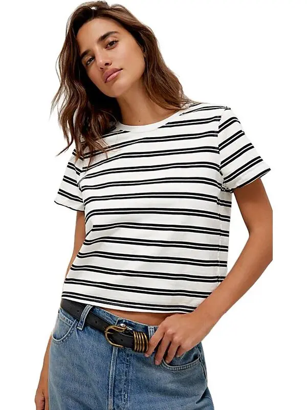 Free People We The Free Everyday Striped Tee - Black And White