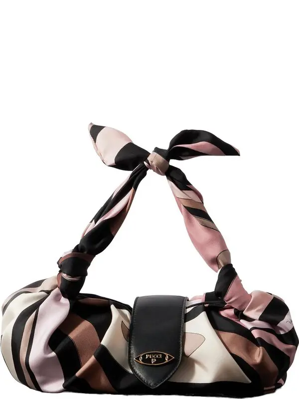 Emilio Pucci Leather-trimmed Knotted Printed Silk-twill Shoulder Bag - Pink