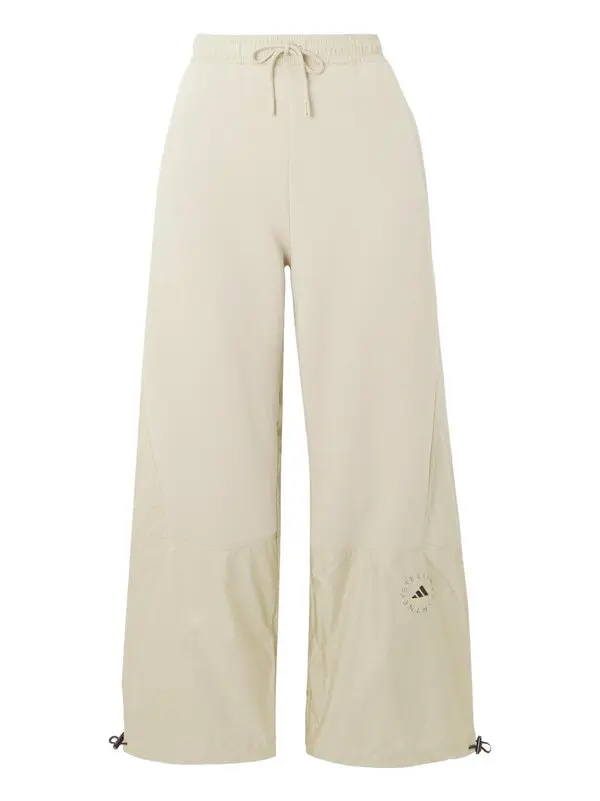 Adidas By Stella McCartney Shell-paneled Organic Cotton-blend Fleece Track Pants - Neutrals