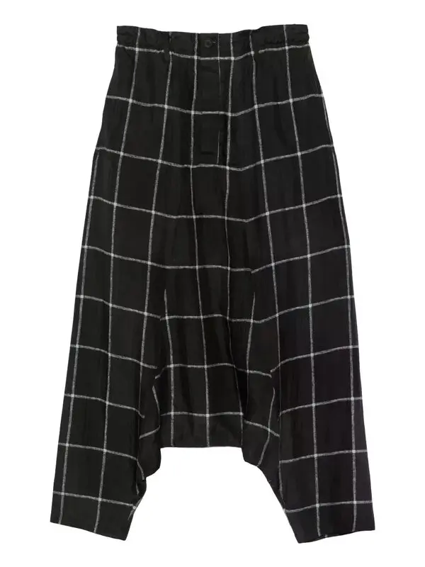 Yohji Yamamoto Check-pattern Trousers - Black