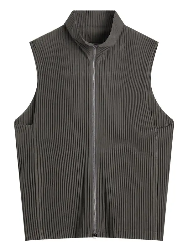 Issey Miyake Pleated Gilet - Charcoal Grey