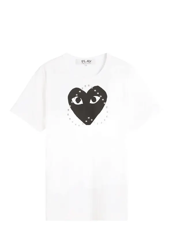 Play Comme Des Garcon Studded Heart T-shirt - White/black