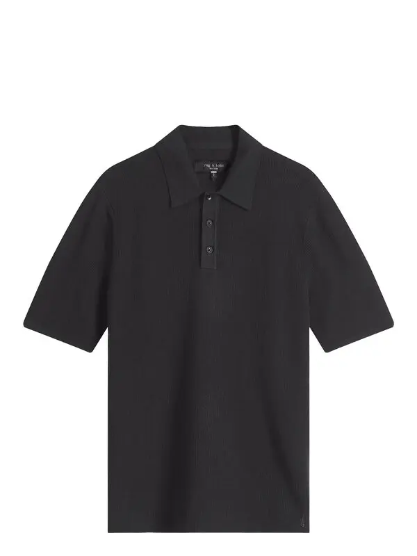 Rag & Bone Harvey Knit Polo Shirt - Black