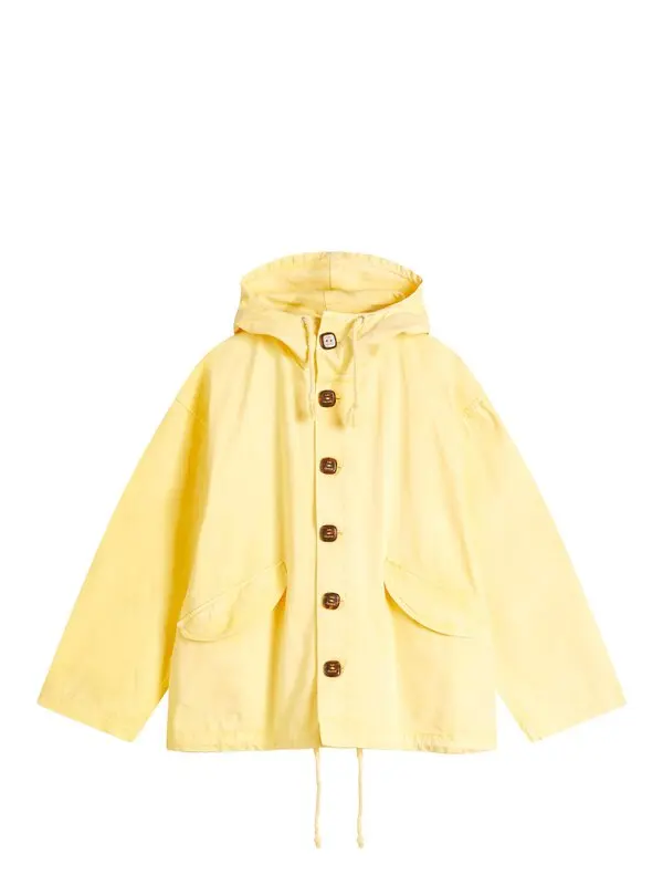 LATE CHECKOUT Faded Short Parka Jacket - Yellow