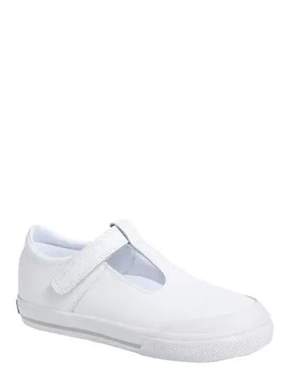 FOOTMATES Drew Mary Jane Sneaker - White Leather/ Gray
