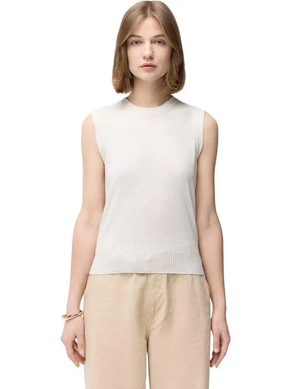 GOBI MONGOLIAN CASHMERE Cashmere Silk Sleeveless Top - Whisper White