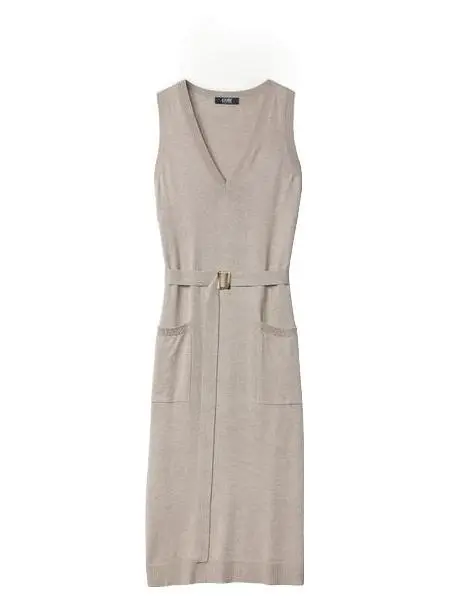 Gobi Cashmere V-neck Silk Cashmere Dress - Nomad