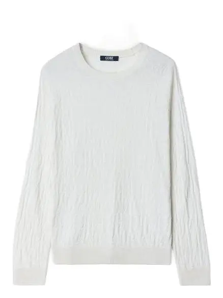 Gobi Cashmere Silk Textured Sweater - Whisper White