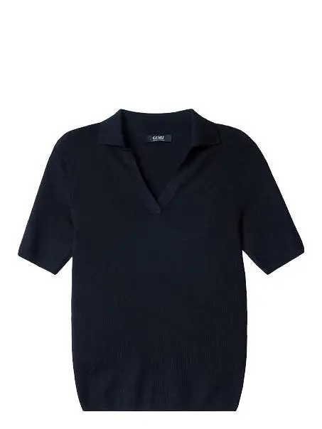 Gobi Cashmere Cashmere Silk Polo Shirt - Black