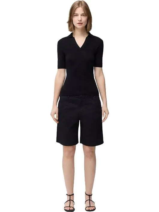 Gobi Cashmere Silk Blend Polo Shirt - Black
