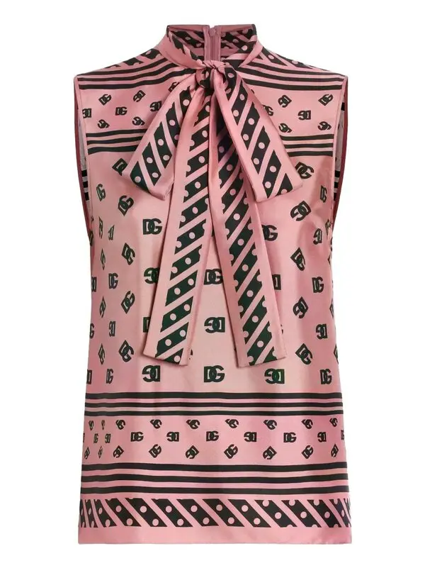 Dolce & Gabbana Dna Logo-print Sleeveless Blouse - Pink