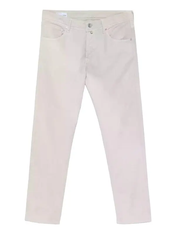 Incotex Logo-patch Tapered Trousers - Neutrals