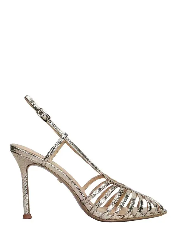Lola Cruz Metallic Slingback Sandals - Gold