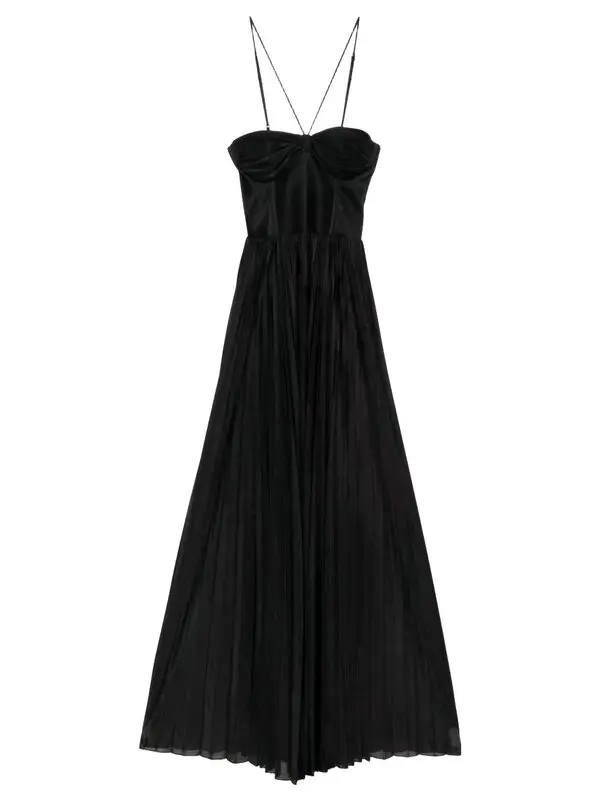 Pinko Bustier Pleated Maxi Dress - Black