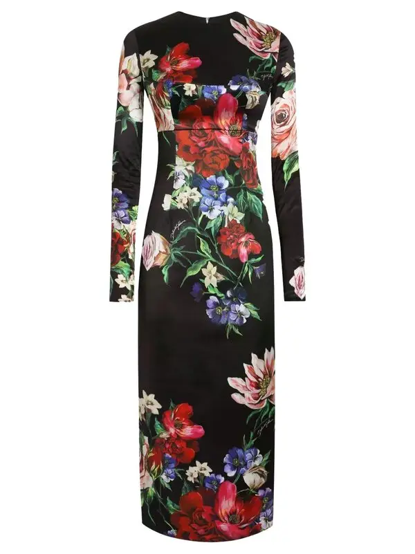 Dolce & Gabbana Floral-print Midi Dress - Black