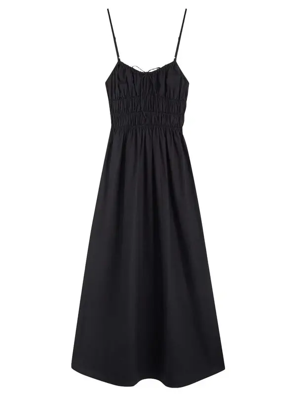 Faithfull The Brand Marianne Cotton-poplin Midi Dress - Black