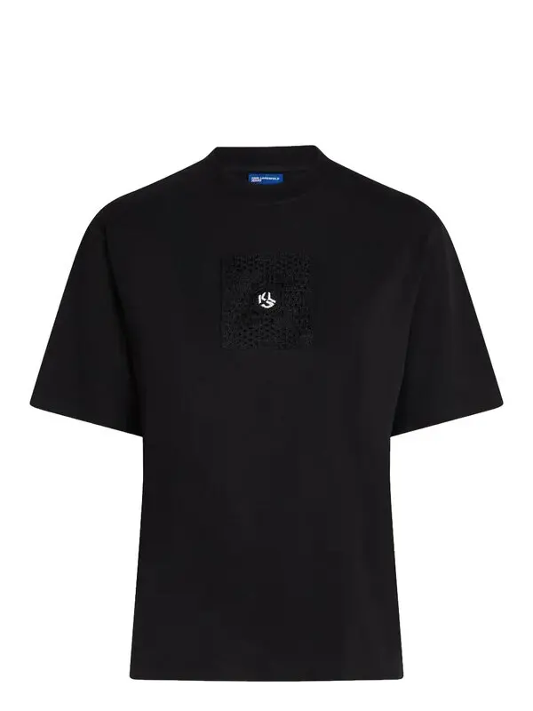 Karl Lagerfeld Logo-embroidered T-shirt - Black