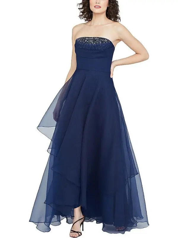 Theia Aubrey Strapless Gown - Navy