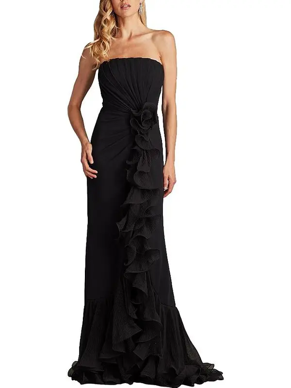Tadashi Shoji Leith Cascading Ruffle Gown - Black