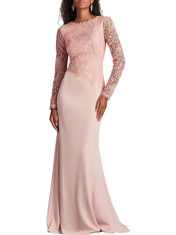 Tadashi Shoji Caliste Embroidered Crepe Gown - Pink