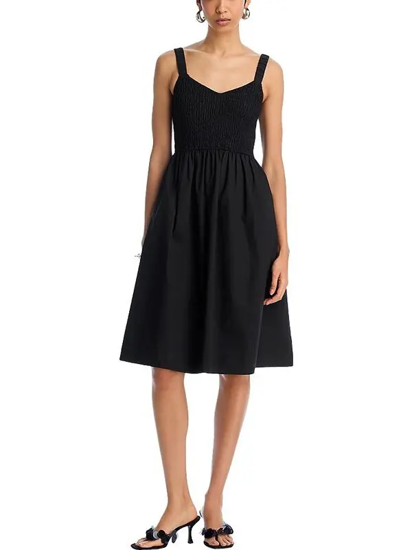 Steve Madden Fleur Smocked Scoop Neck Dress - Black