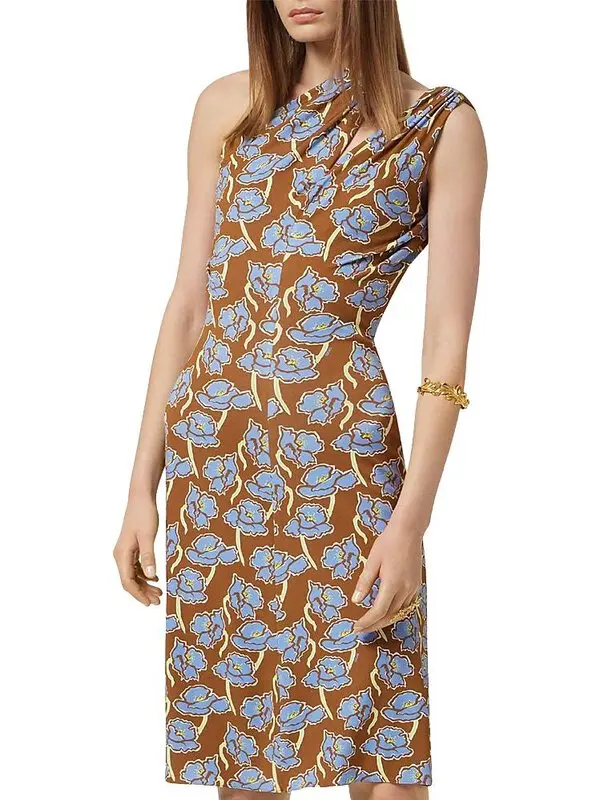 Versace One Shoulder Dress - Tobacco Powder Blue