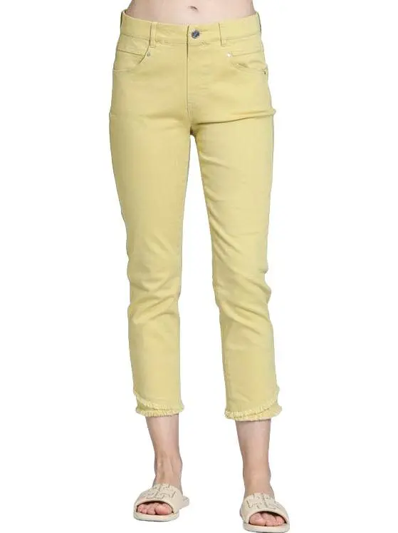 APNY Olivia Double Frayed Ankle Jeans - Lemon Drop