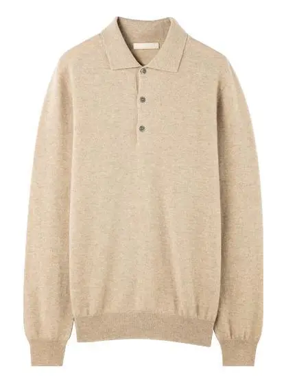 Gobi Cashmere Essential Cashmere Polo Sweater - Warm Grey