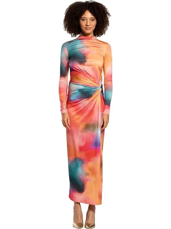 DASKA Athena Printed Maxi Dress - Orange Abstract