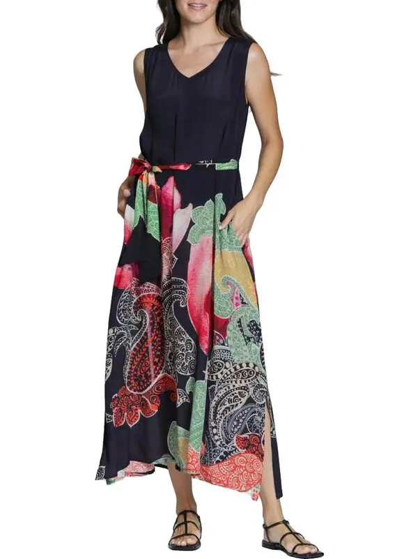 APNY Sleeveless Maxi Dress - Red Nlack Multi