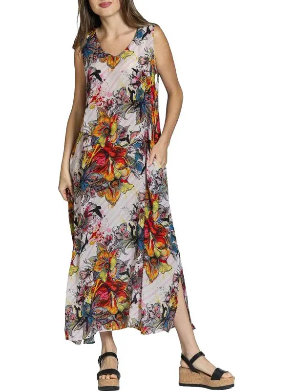 APNY Sleeveless Maxi Dress - Yellow/red Multi