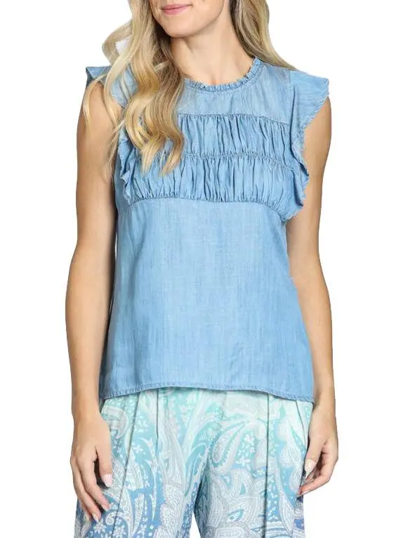 APNY Flutter Sleeve Top - Light Indigo